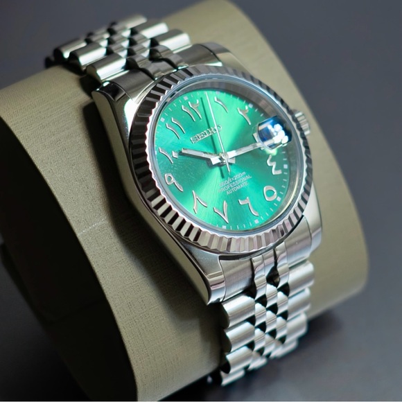 Seiko | Accessories | Seiko Nh35 Automatic Watch Mod 36mm Green Arabic ...